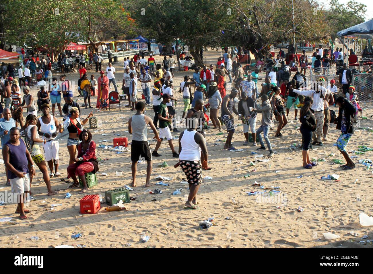 People are seen dancing at a music festival at Senga Bay, Salima on ...
