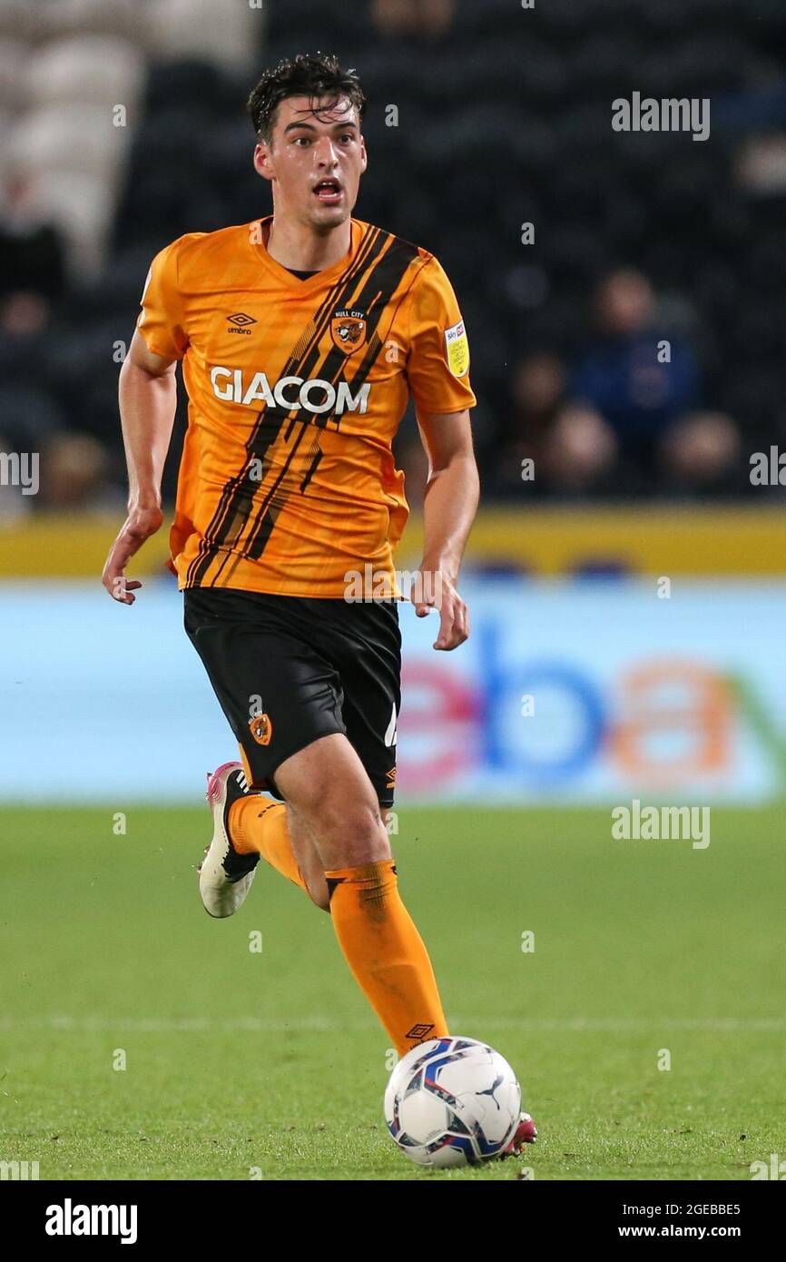 Jacob Greaves #4 of Hull City takes the ball up the pitch Stock Photo ...