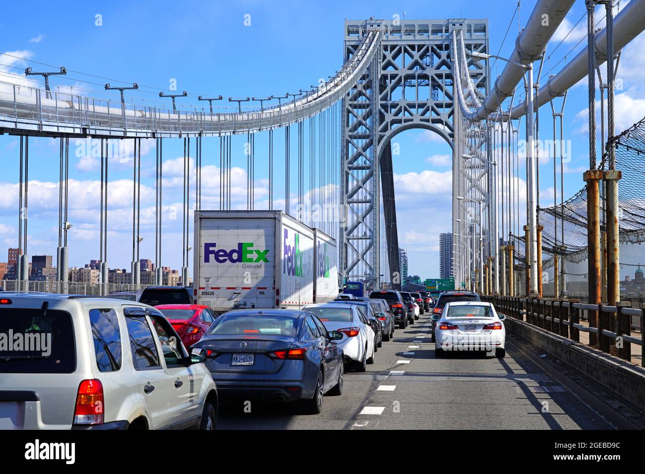 NEW YORK, NY -14 MAR 2021- View of vehicle traffic on the George ...