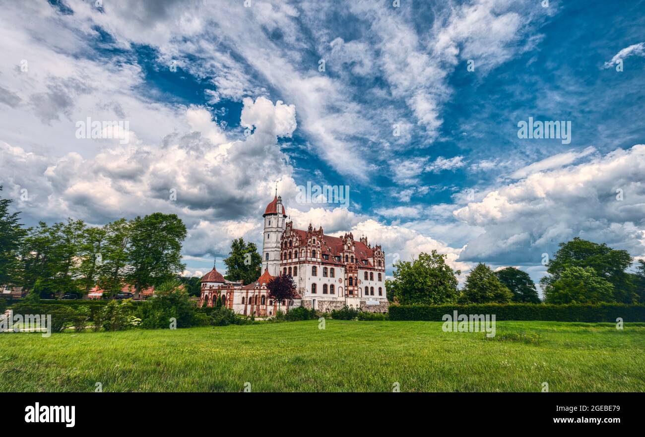 basedow castle in mecklenburg western pomerania with a dramatic sky ...