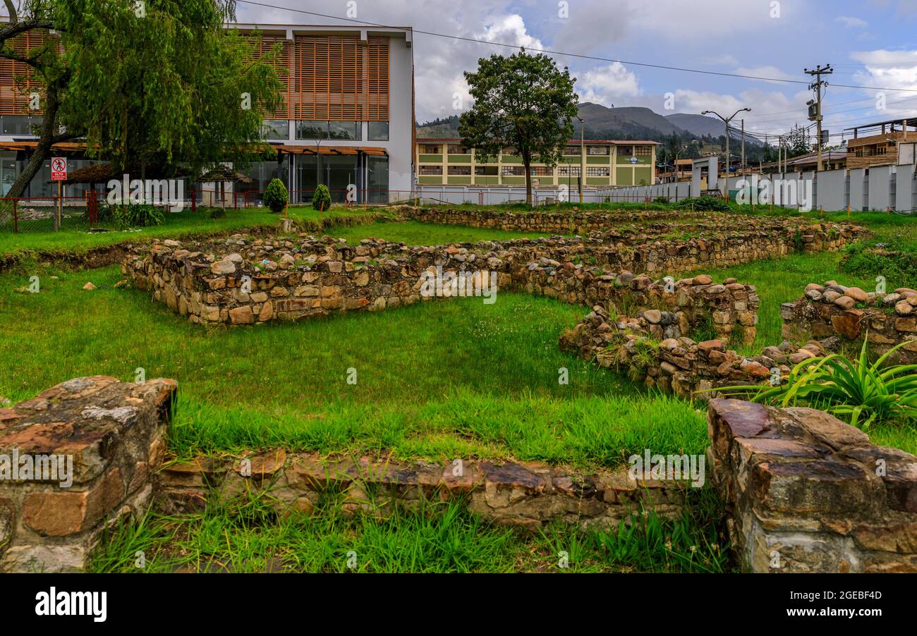 The Inca ruins walls of the "Baños del Inca" tourist complex near ...
