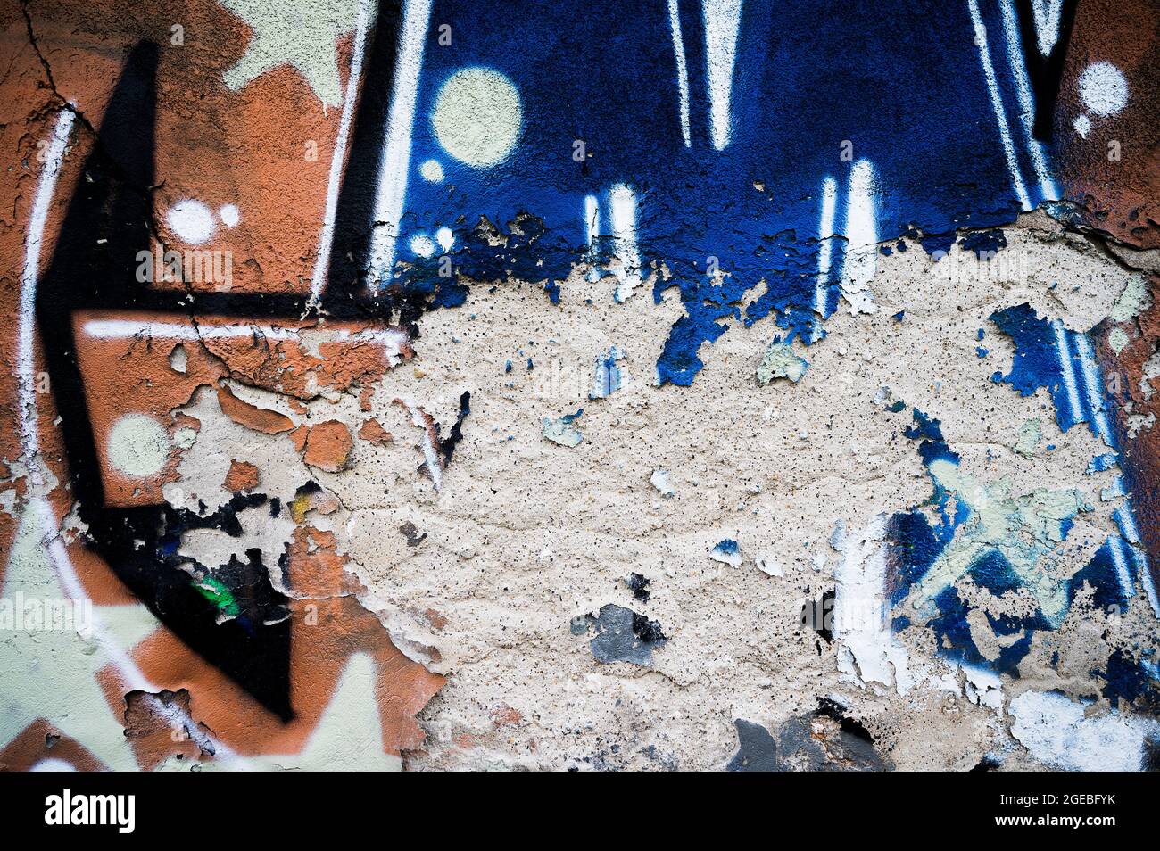 Flaking graffiti on crumbling concrete wall in Zagreb, Croatia Stock ...