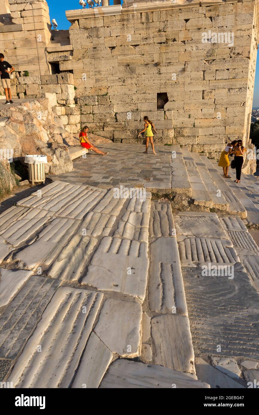 stone floor at the acropolis of athens in greece Stock Photo - Alamy