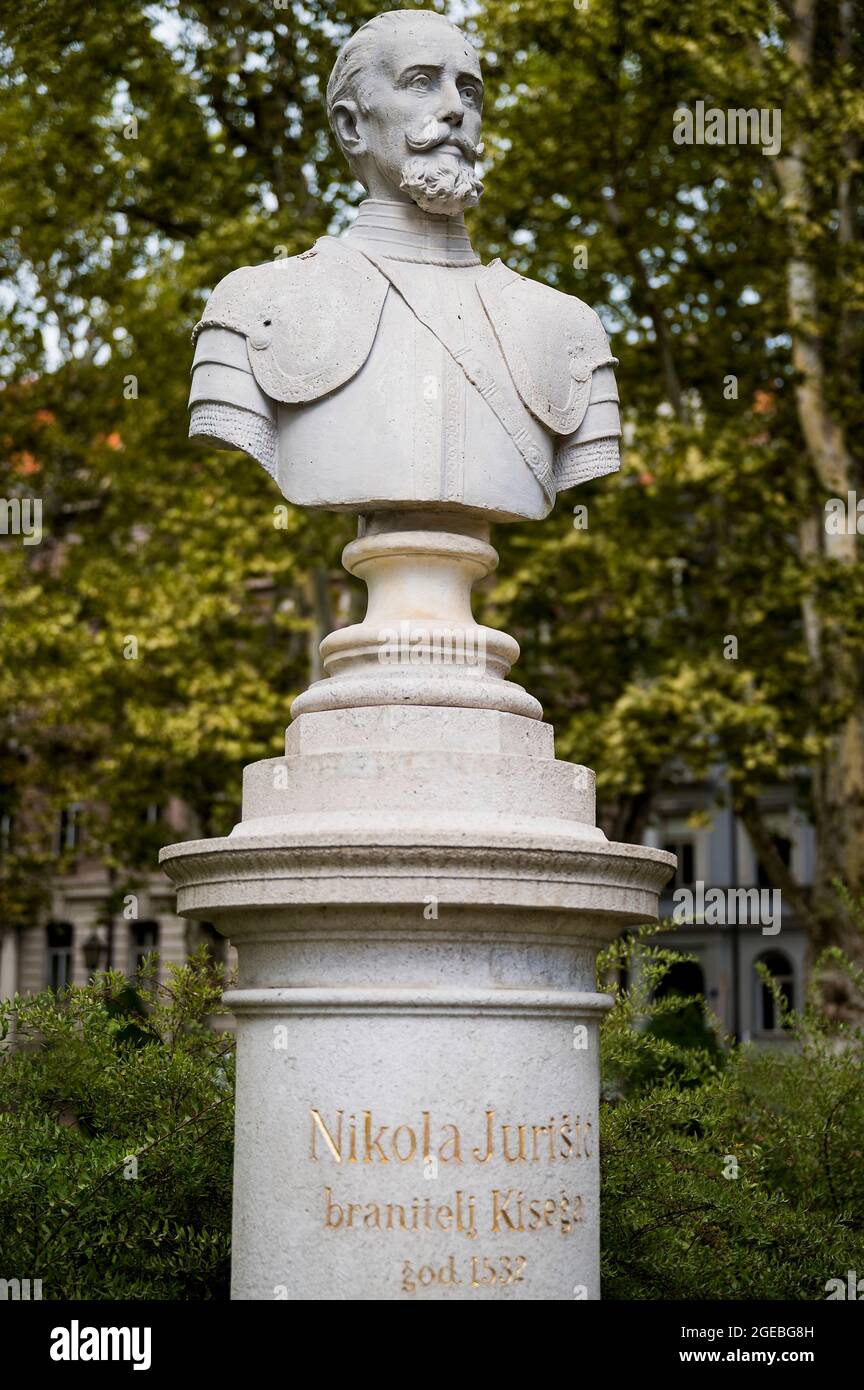 Bust of Nikola Jurisic in Zrinjevac Park, Zagreb, Croatia Stock Photo ...