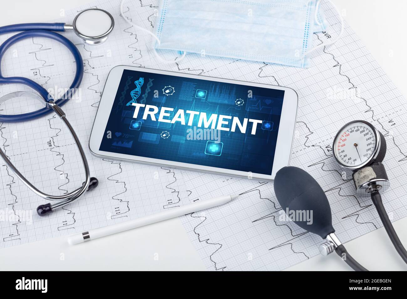 Tablet pc and medical stuff Stock Photo - Alamy