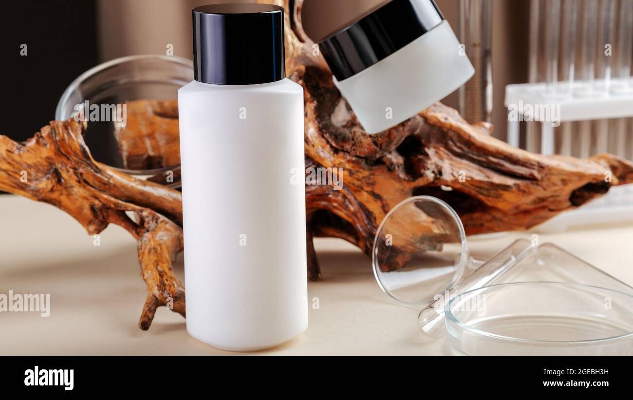 Skincare cosmetic kit. Cream cleanser kit for skin care on color beige ...