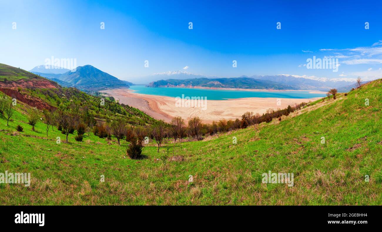 Lake Charvak or Chorvoq is a water reservoir in Chimgan region, Tian ...