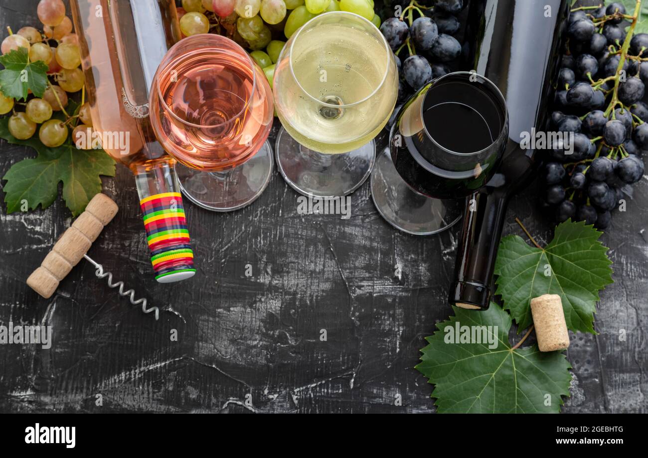 White wine rose red wine in glasses choice for tasting. Types of wine ...