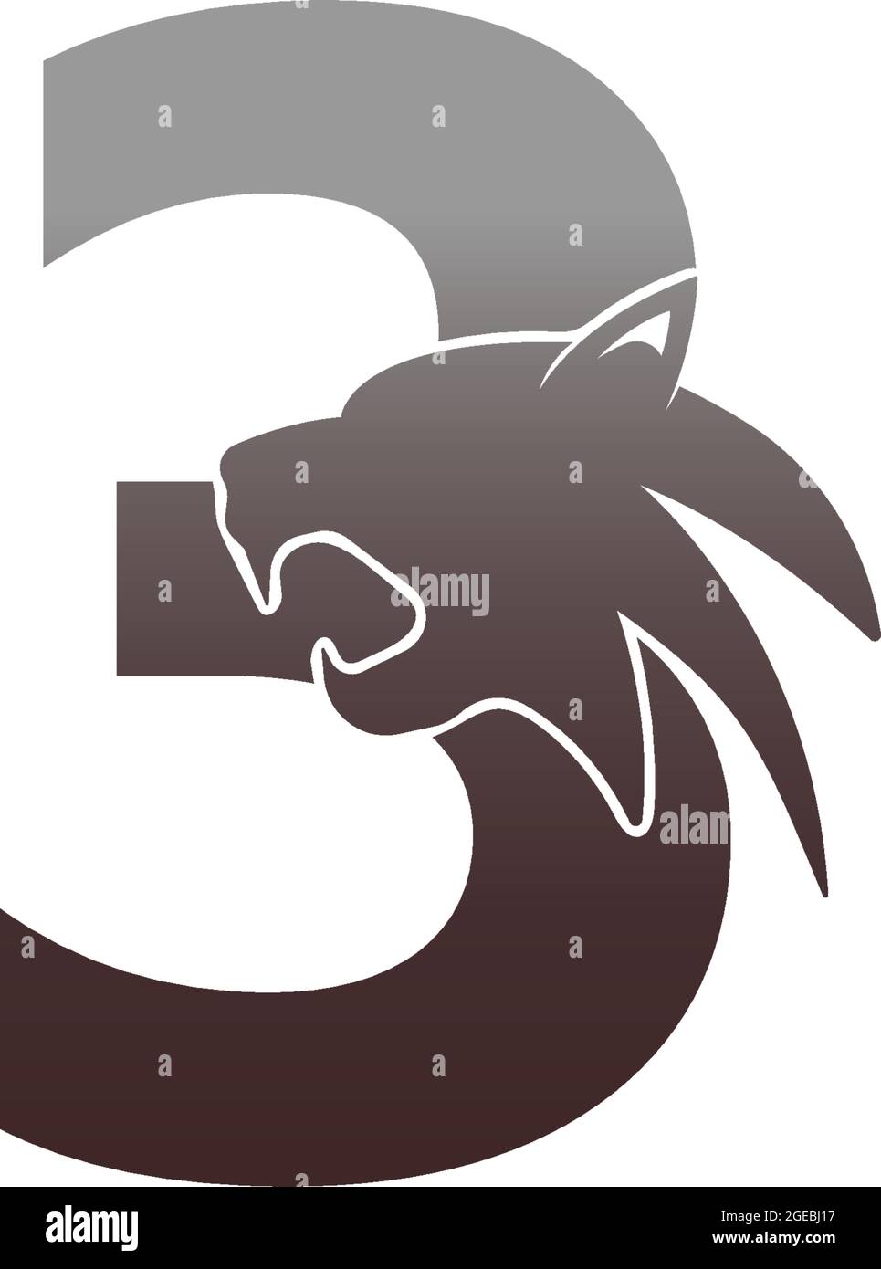 Number 3 with panther head icon logo vector template Stock Vector Image ...