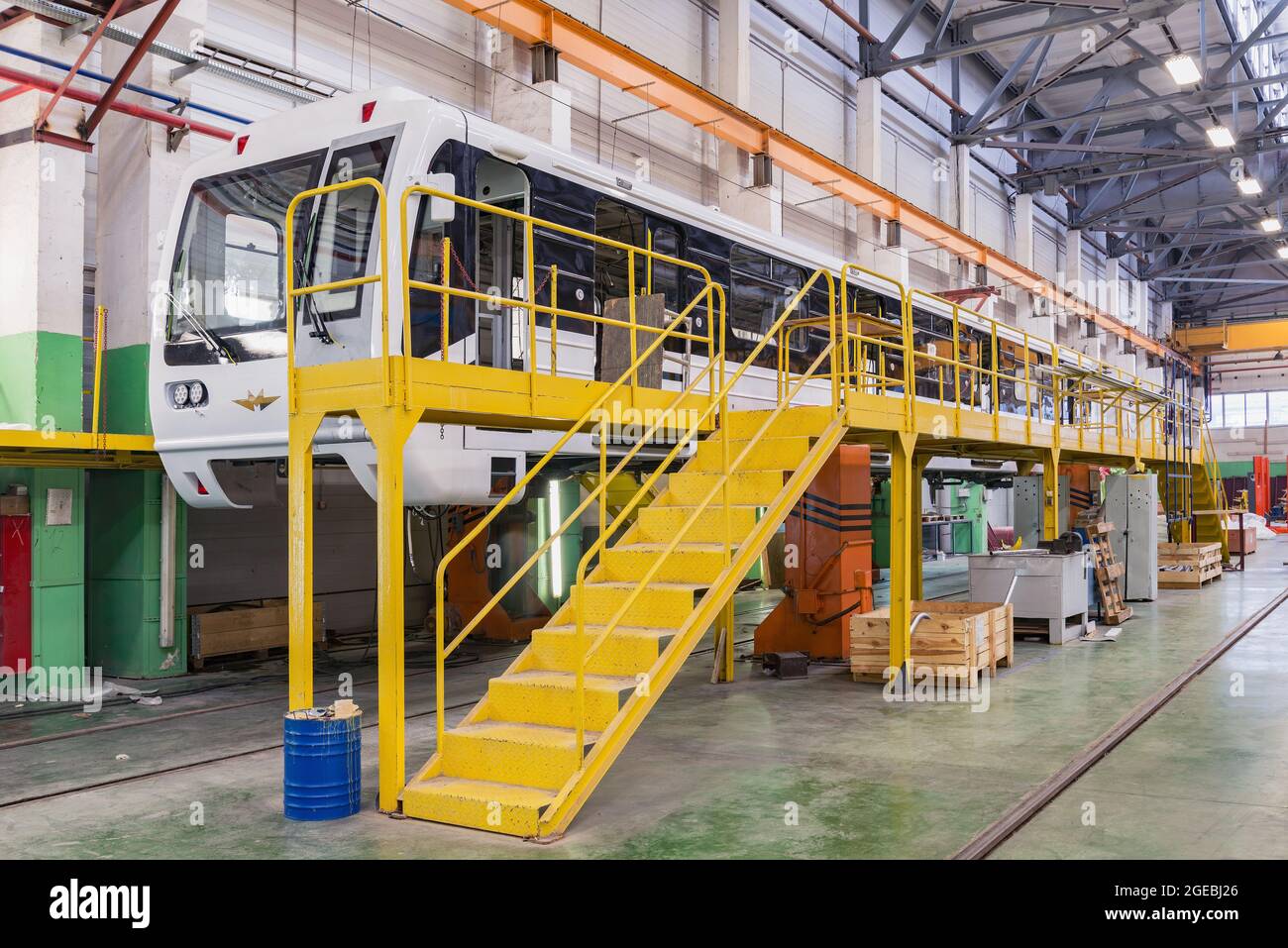 Mytishchi, Russia - February 21, 2017: Rail car assembly plant for the ...