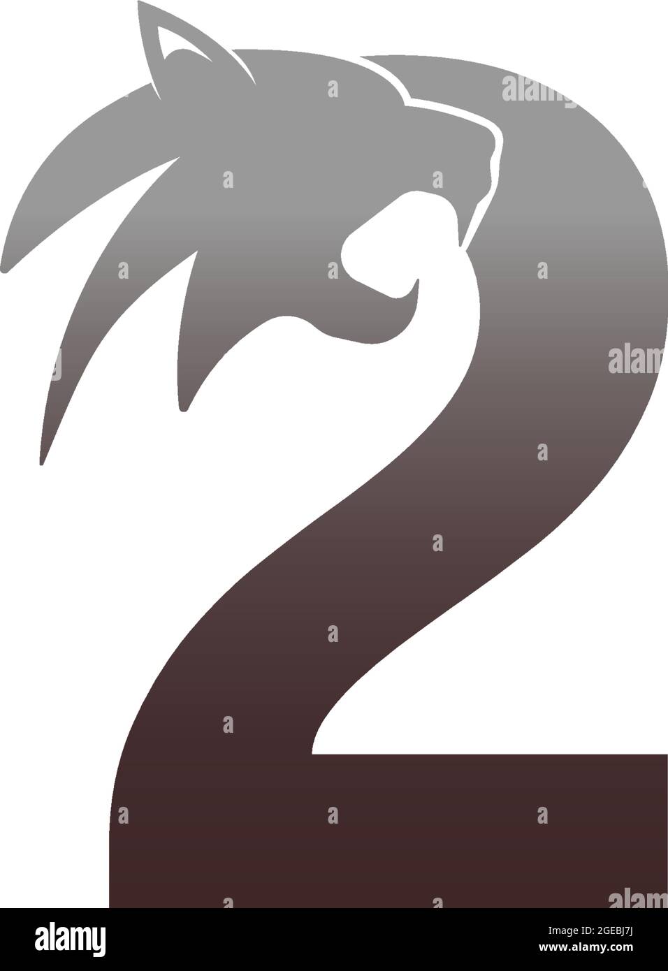 Number 2 with panther head icon logo vector template Stock Vector Image ...