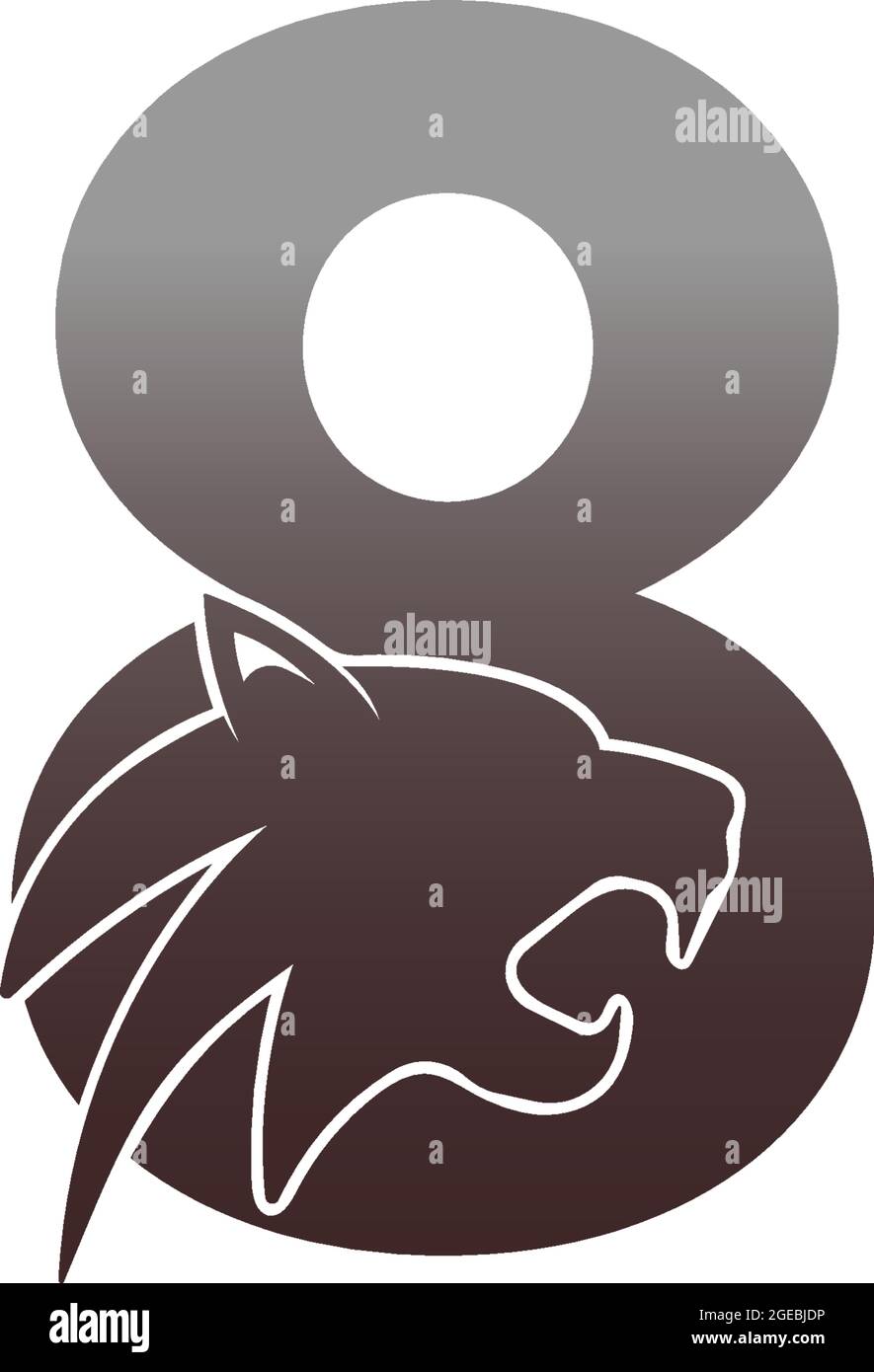 Number 8 with panther head icon logo vector template Stock Vector Image ...