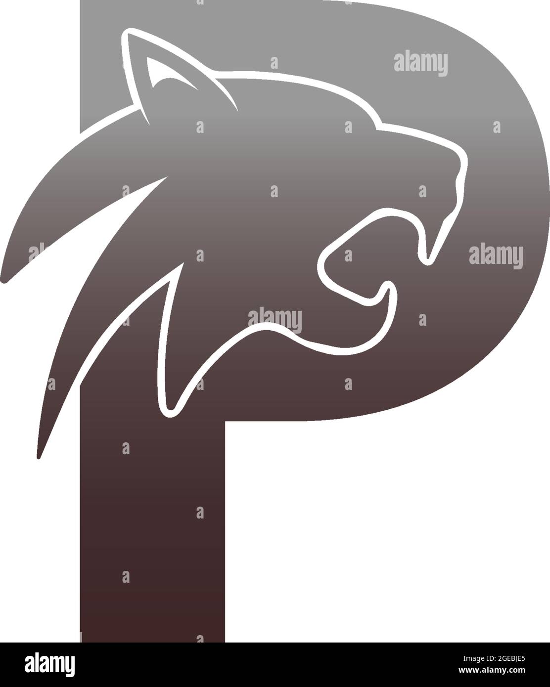 Letter P with panther head icon logo vector template Stock Vector Image ...