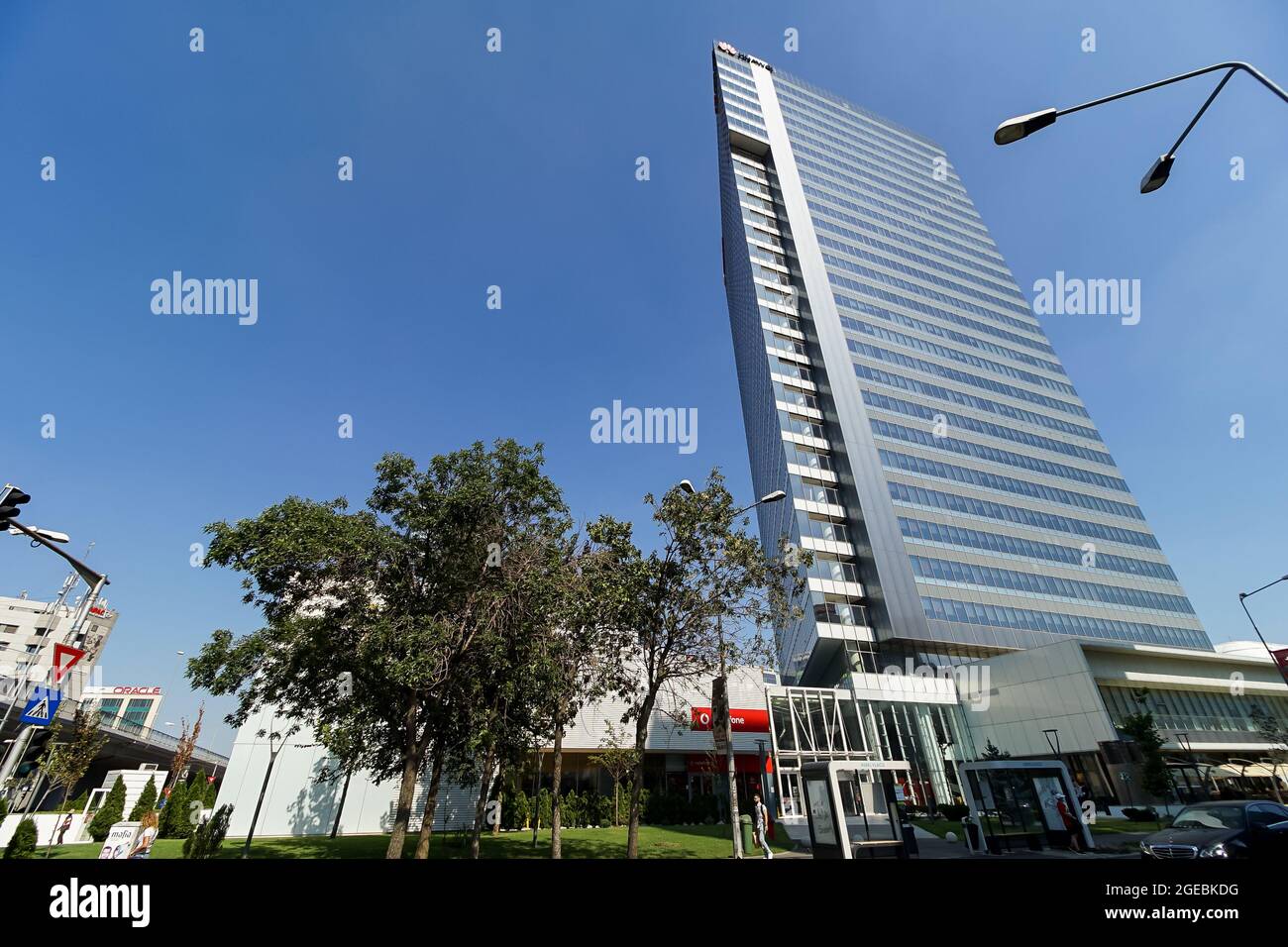 Bucharest, Romania - August 16, 2021: Globalworth Tower office building ...