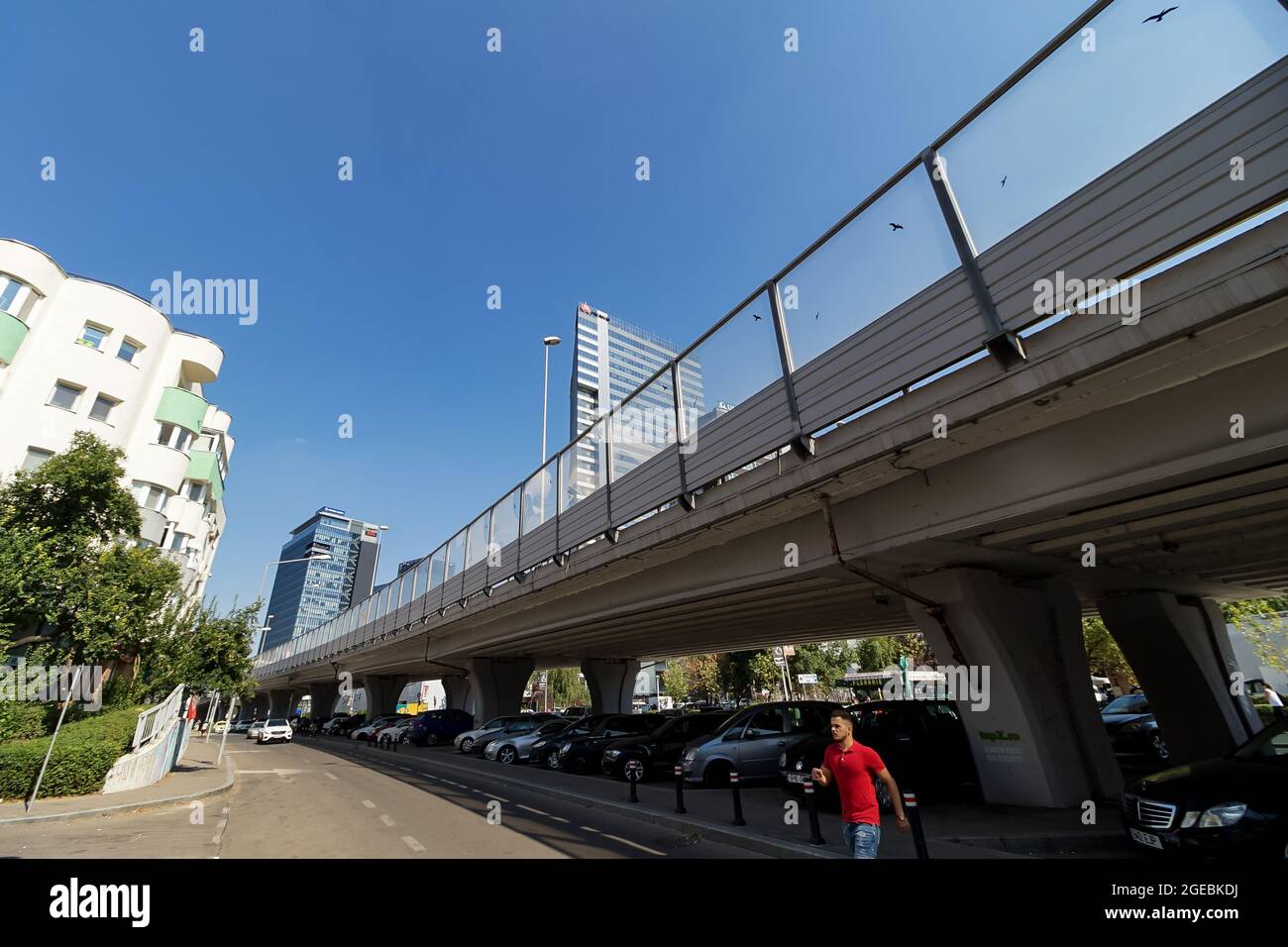 Bucharest, Romania - August 16, 2021: The Pipera Bridge, in northem ...