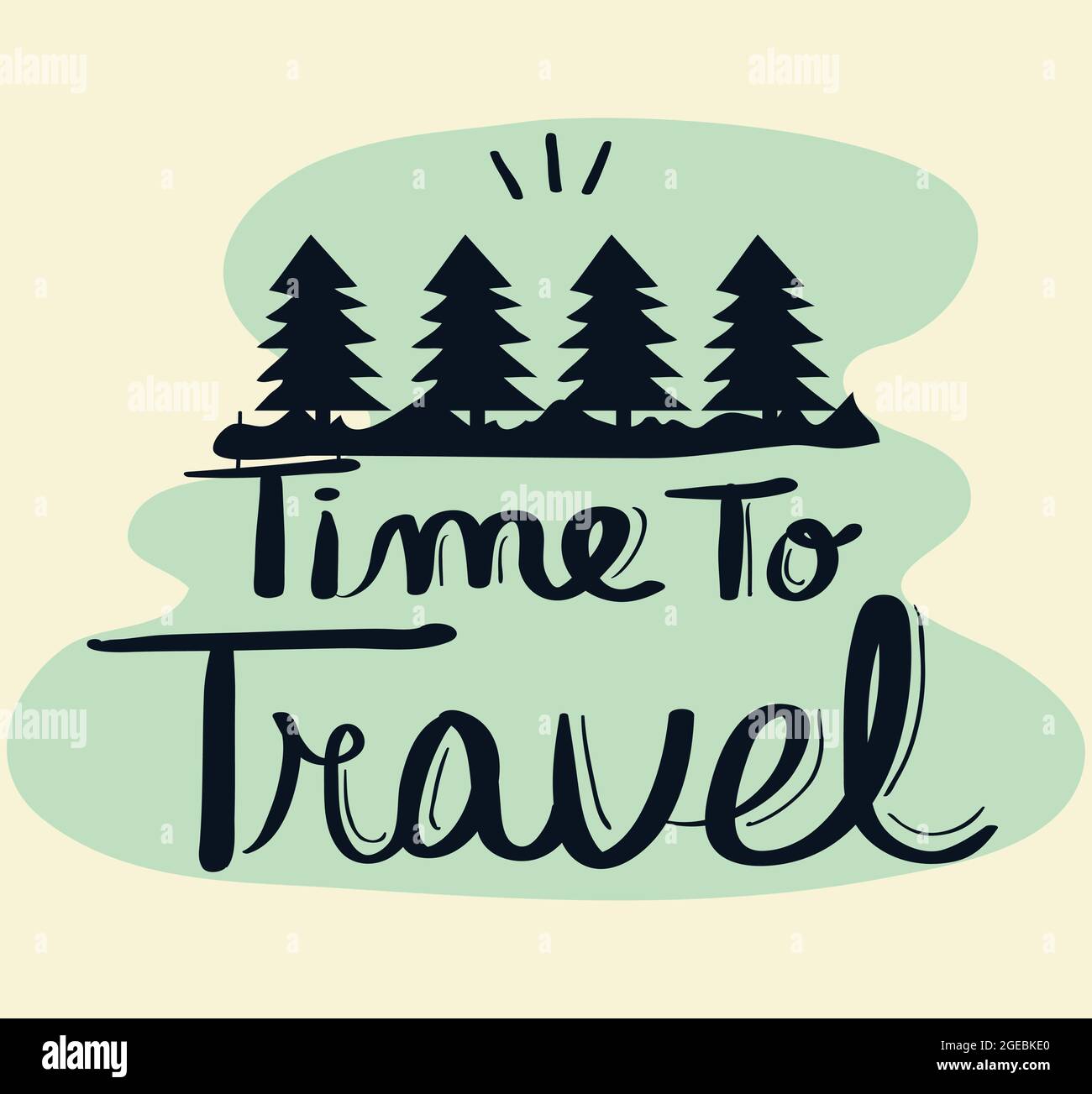 travel lettering with pines Stock Vector Image & Art - Alamy