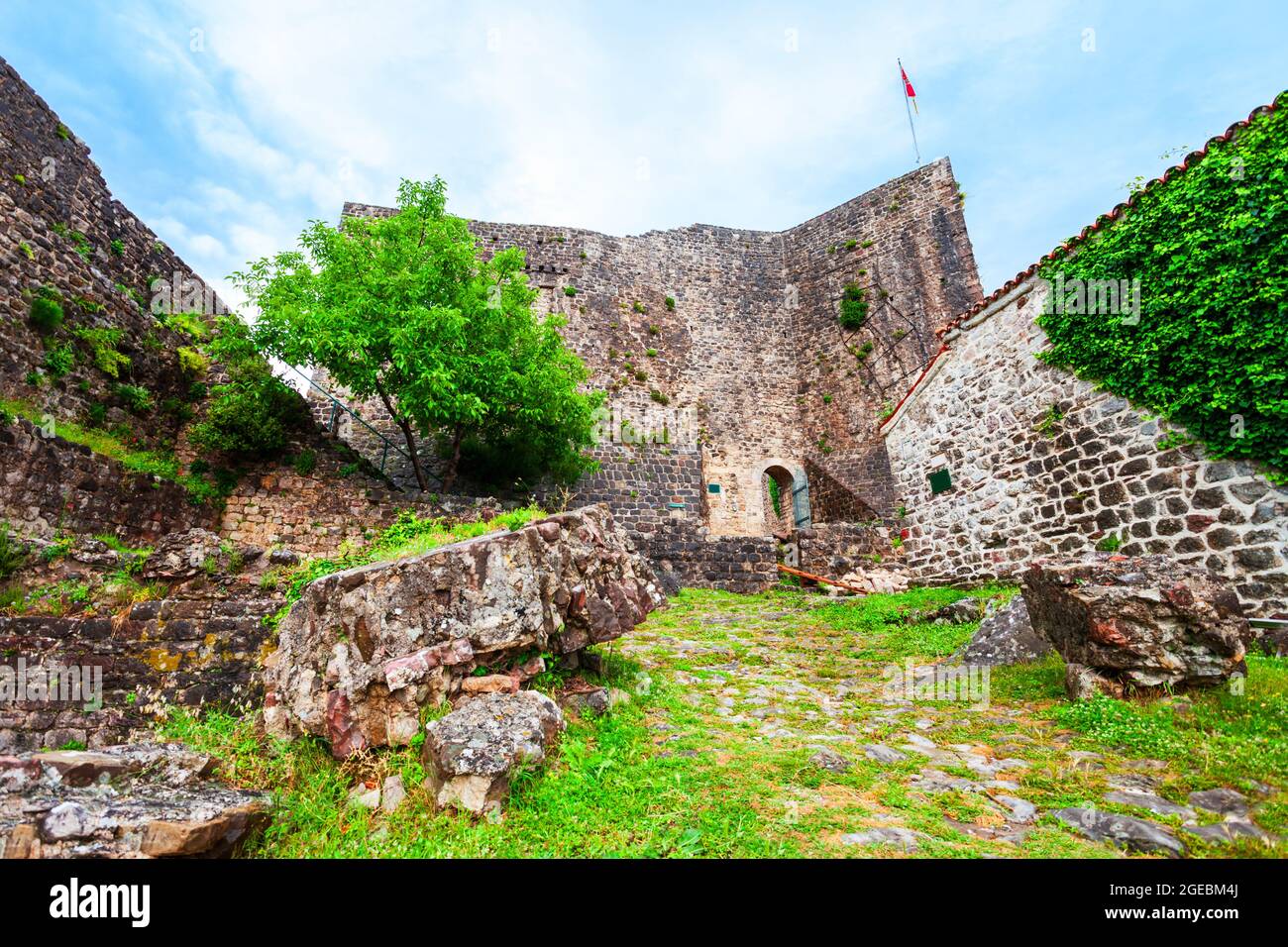 Fortress ruins in the Stari Grad Bar or Bar Old Town, a small town in ...