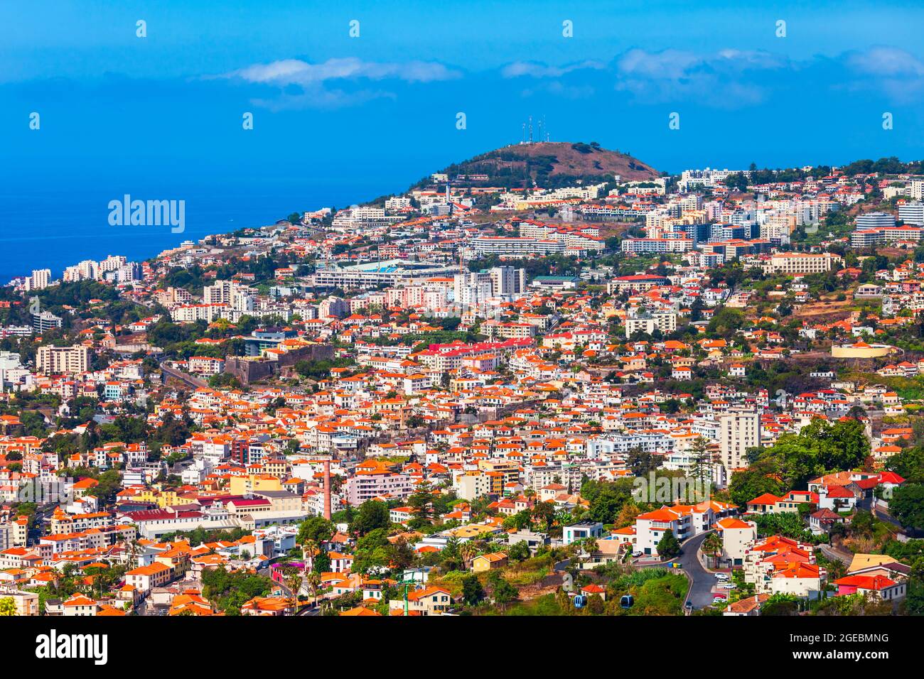 Funchal city aerial panoramic view. Funchal is the capital and largest ...