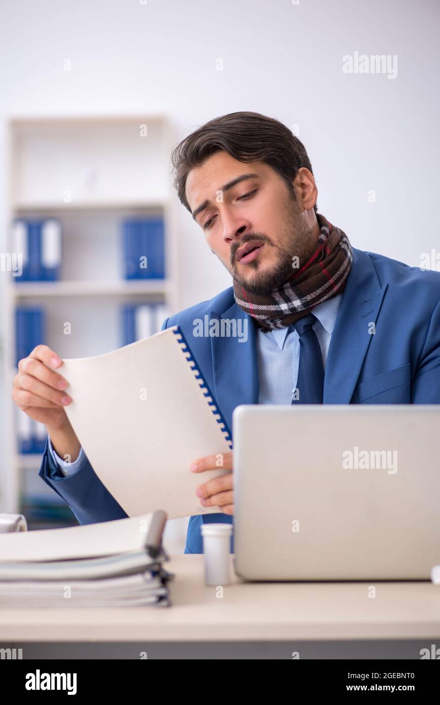 Businessman coughing work cough throat hi-res stock photography and ...