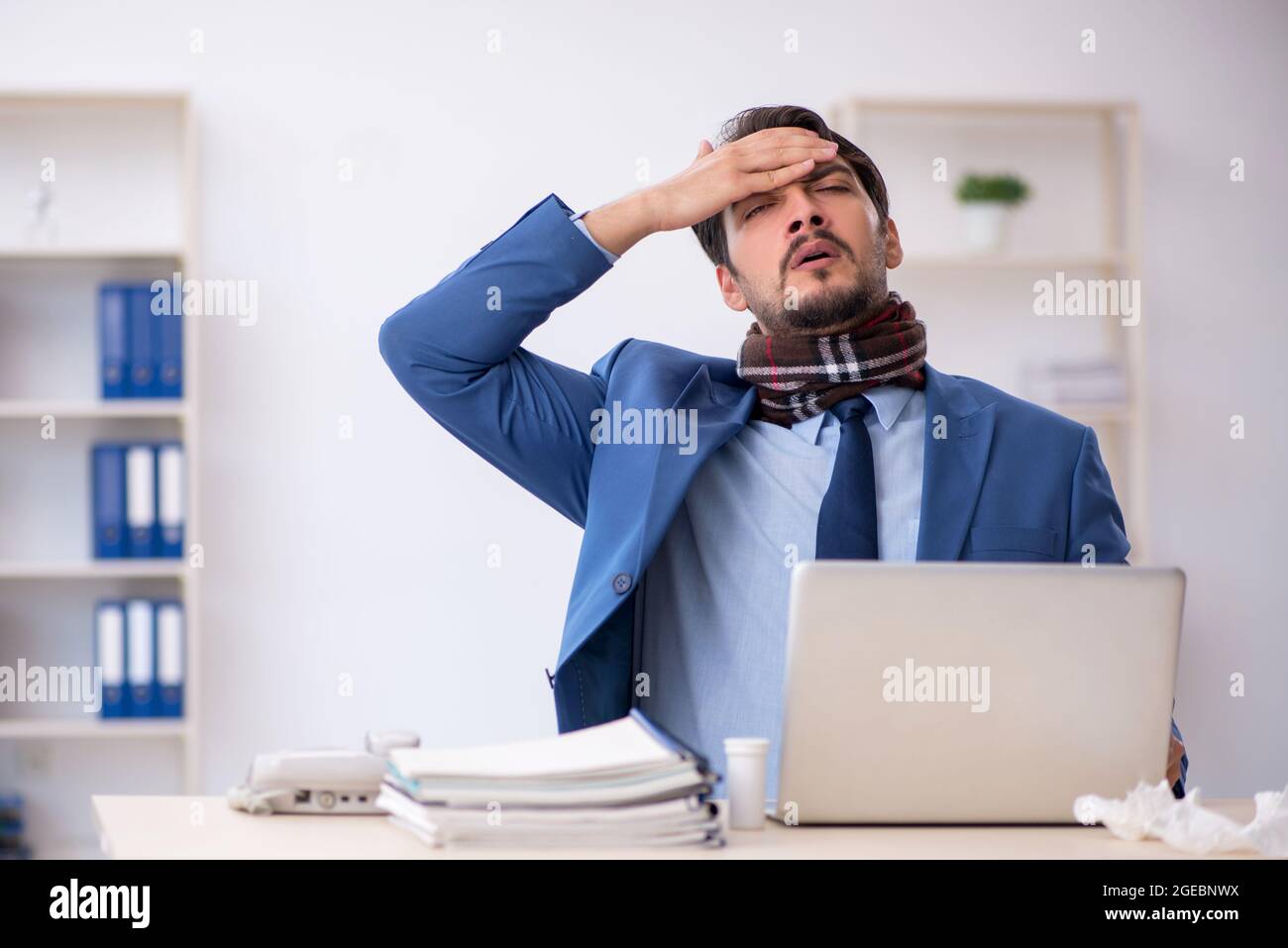 Businessman coughing work cough throat hi-res stock photography and ...