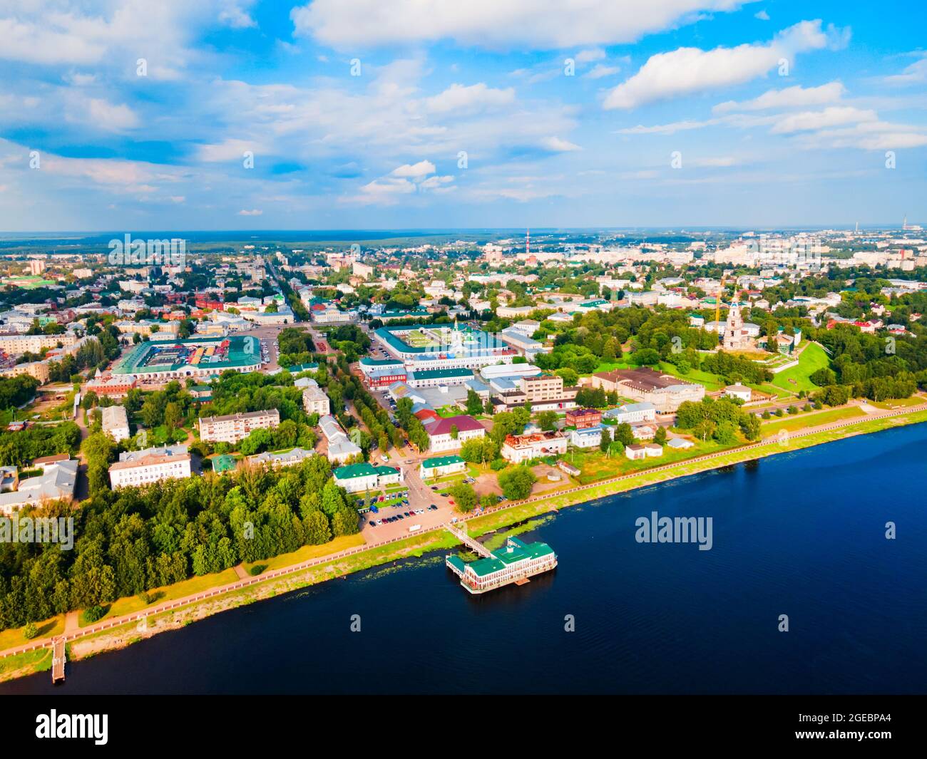Kostroma city centre and Volga river aerial panoramic view, Golden Ring ...