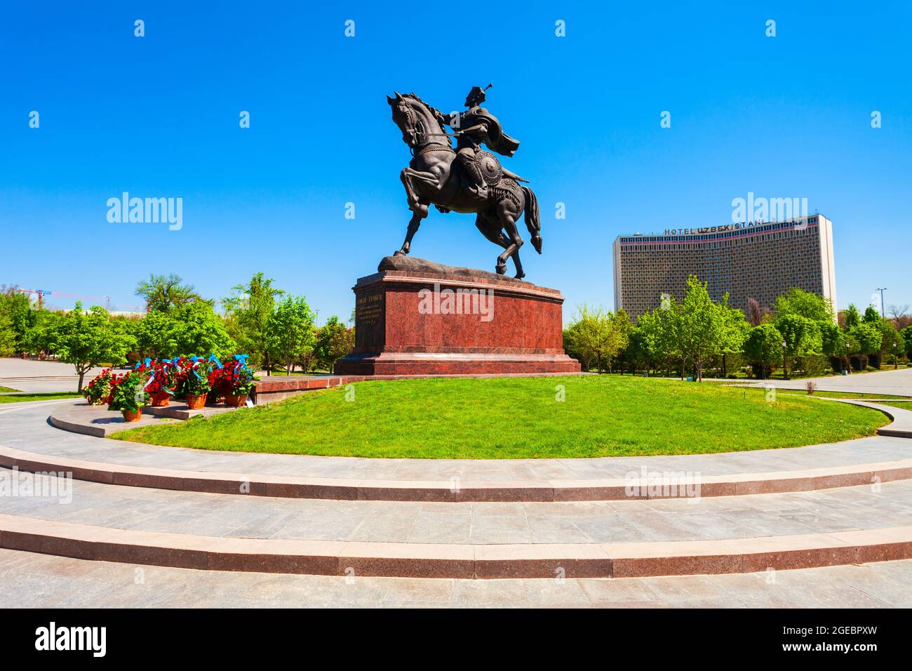 Tashkent, Uzbekistan - April 11, 2021: Amir Timur monument and square ...