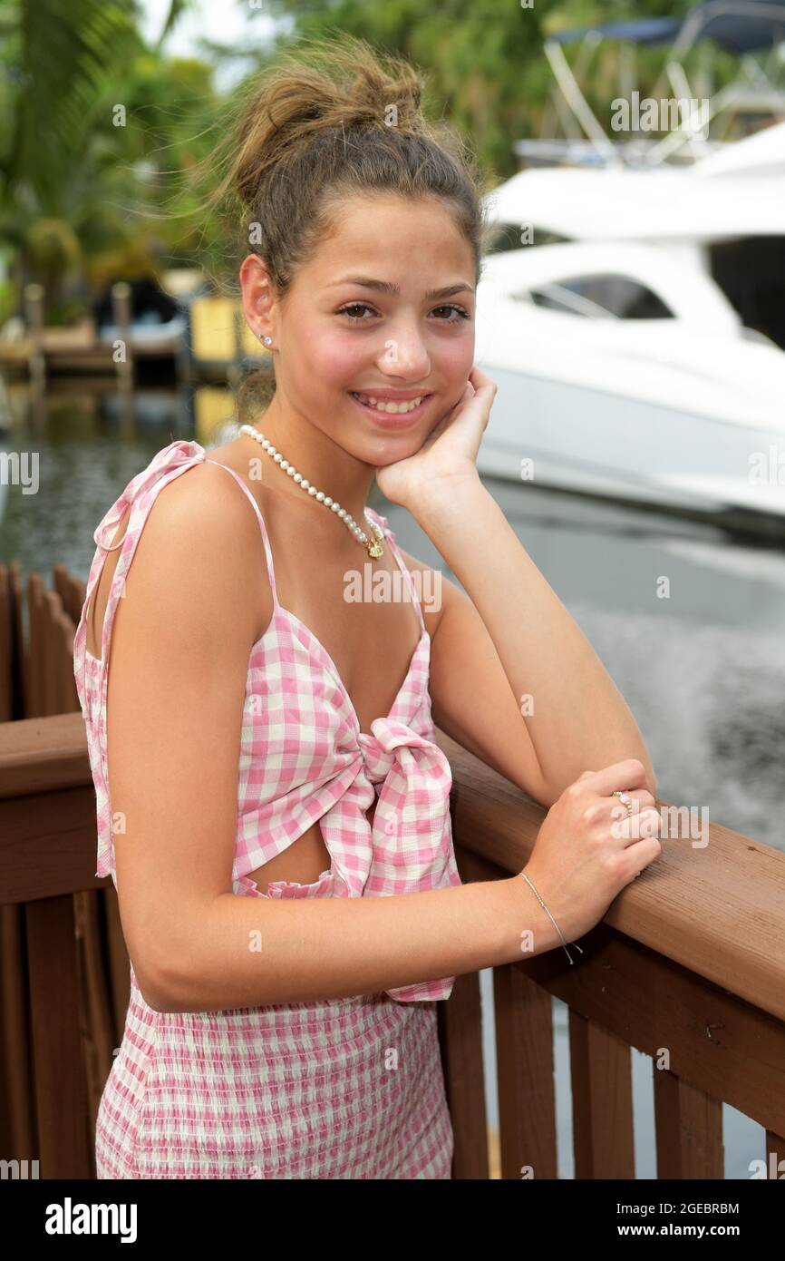 FORT LAUDERDALE, FL - AUGUST 18: Tween Model Addison Lobozzo on August ...