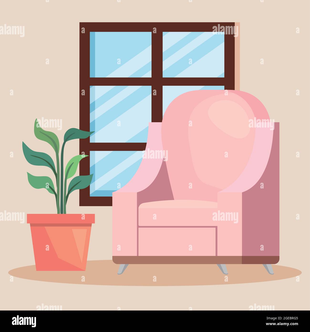 pink sofa and houseplant Stock Vector Image & Art - Alamy