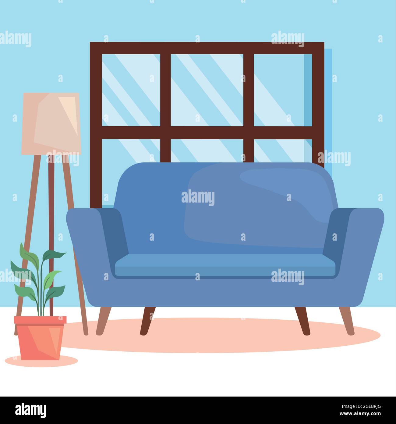 blue sofa and houseplant Stock Vector Image & Art - Alamy