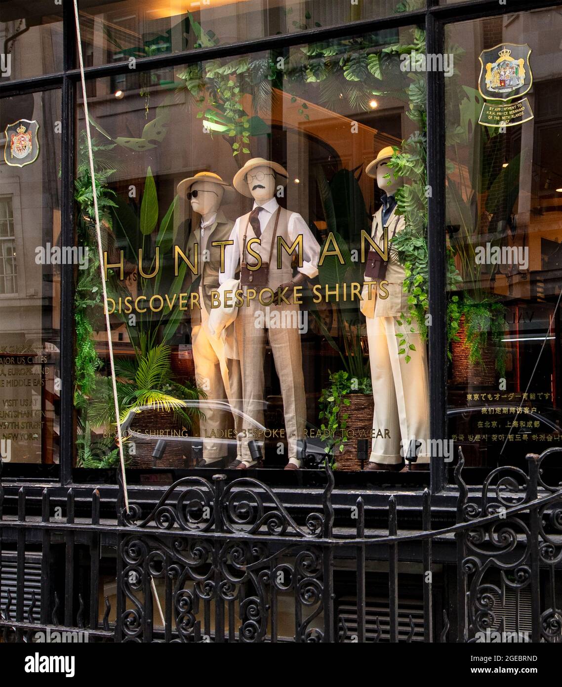 Window of Huntsman, high-end bespoke tailor on Savile Row, London ...