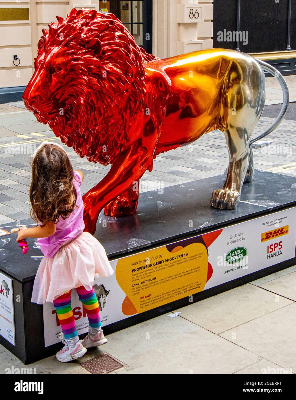 A sculpture of a lion, part of the Tusk Lion Trail, an installation in ...