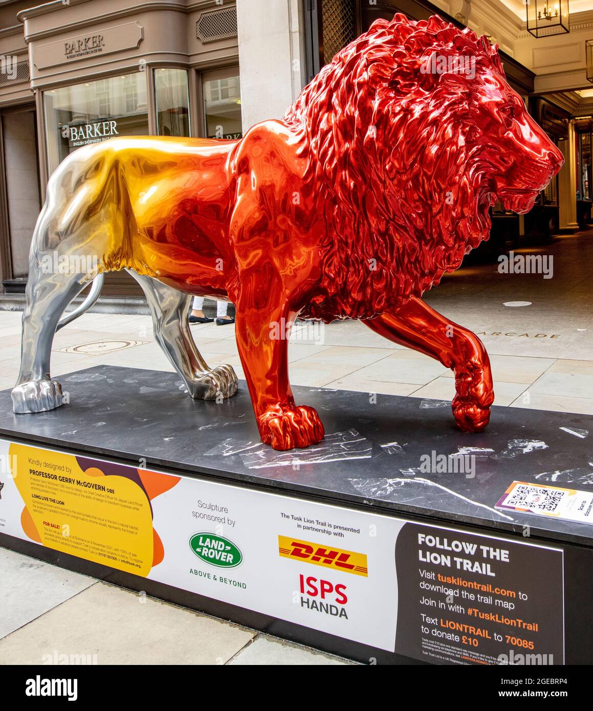 A sculpture of a lion, part of the Tusk Lion Trail, an installation in ...