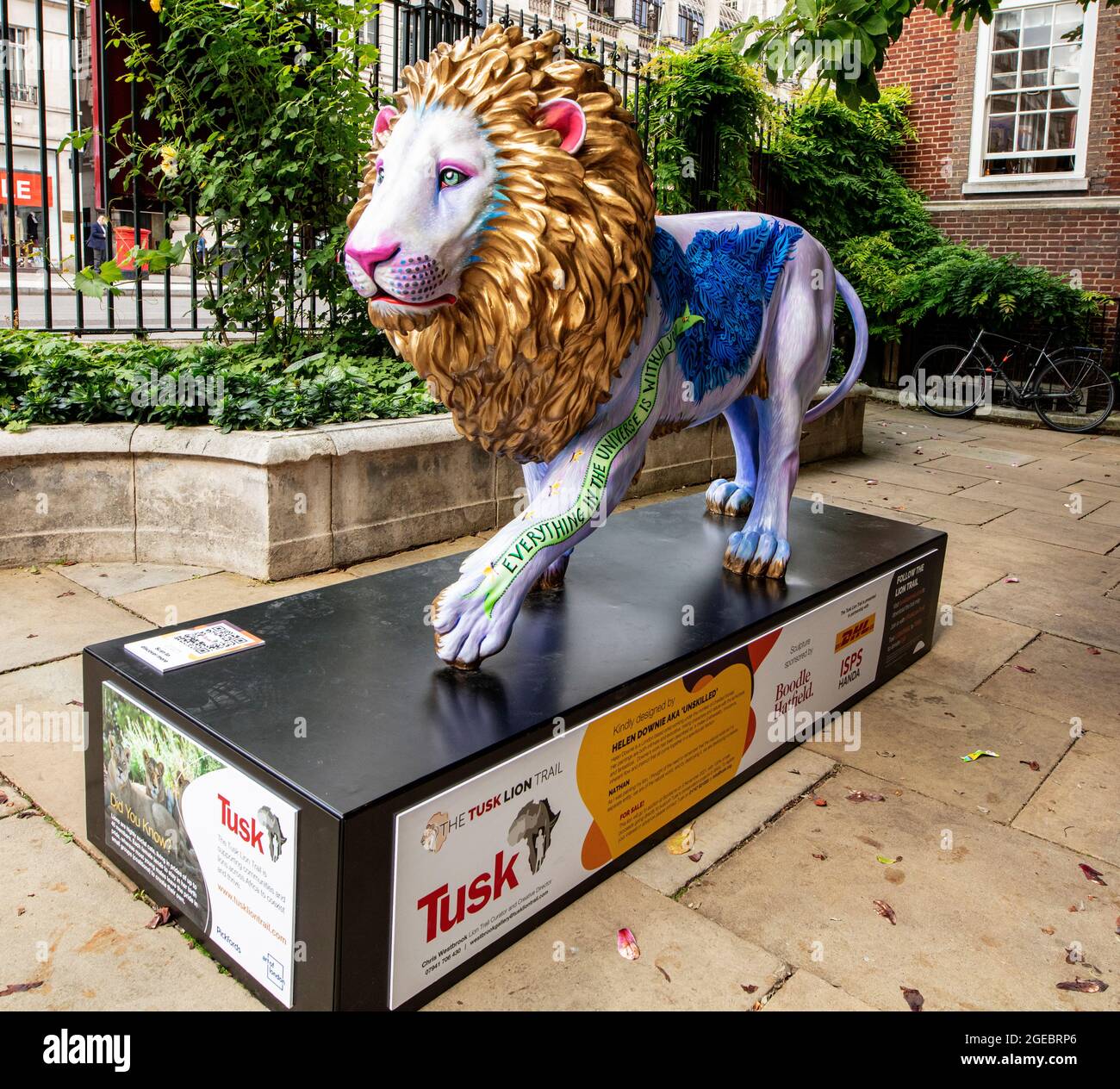 A sculpture of a lion, part of the Tusk Lion Trail, an installation in ...