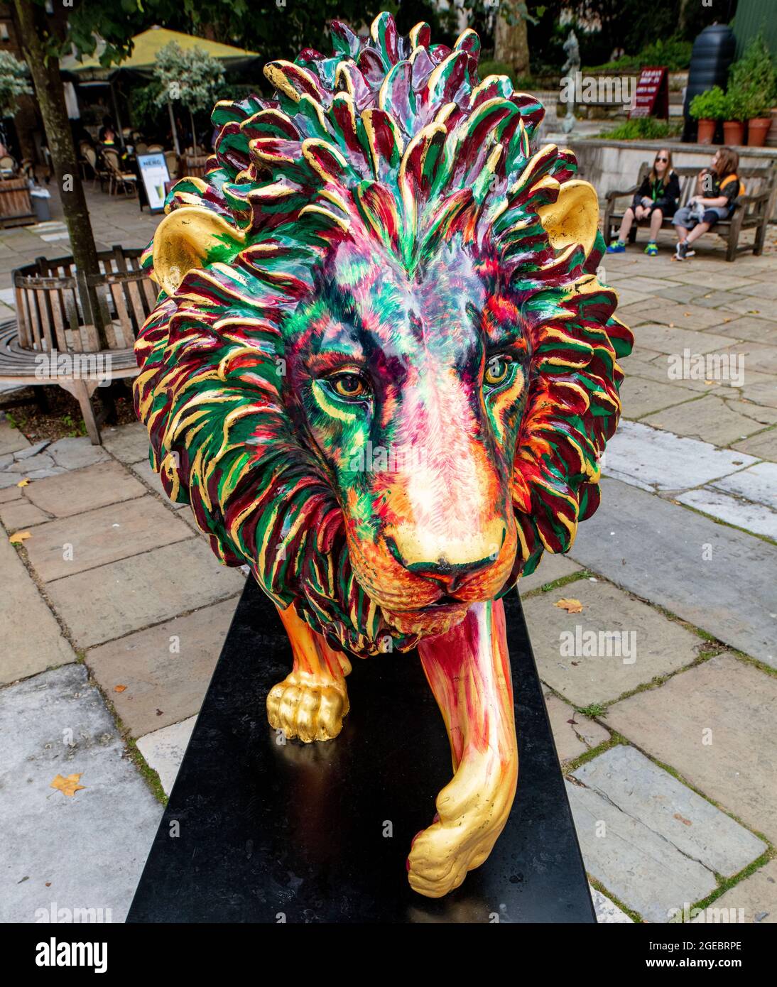A sculpture of a lion, part of the Tusk Lion Trail, an installation in ...