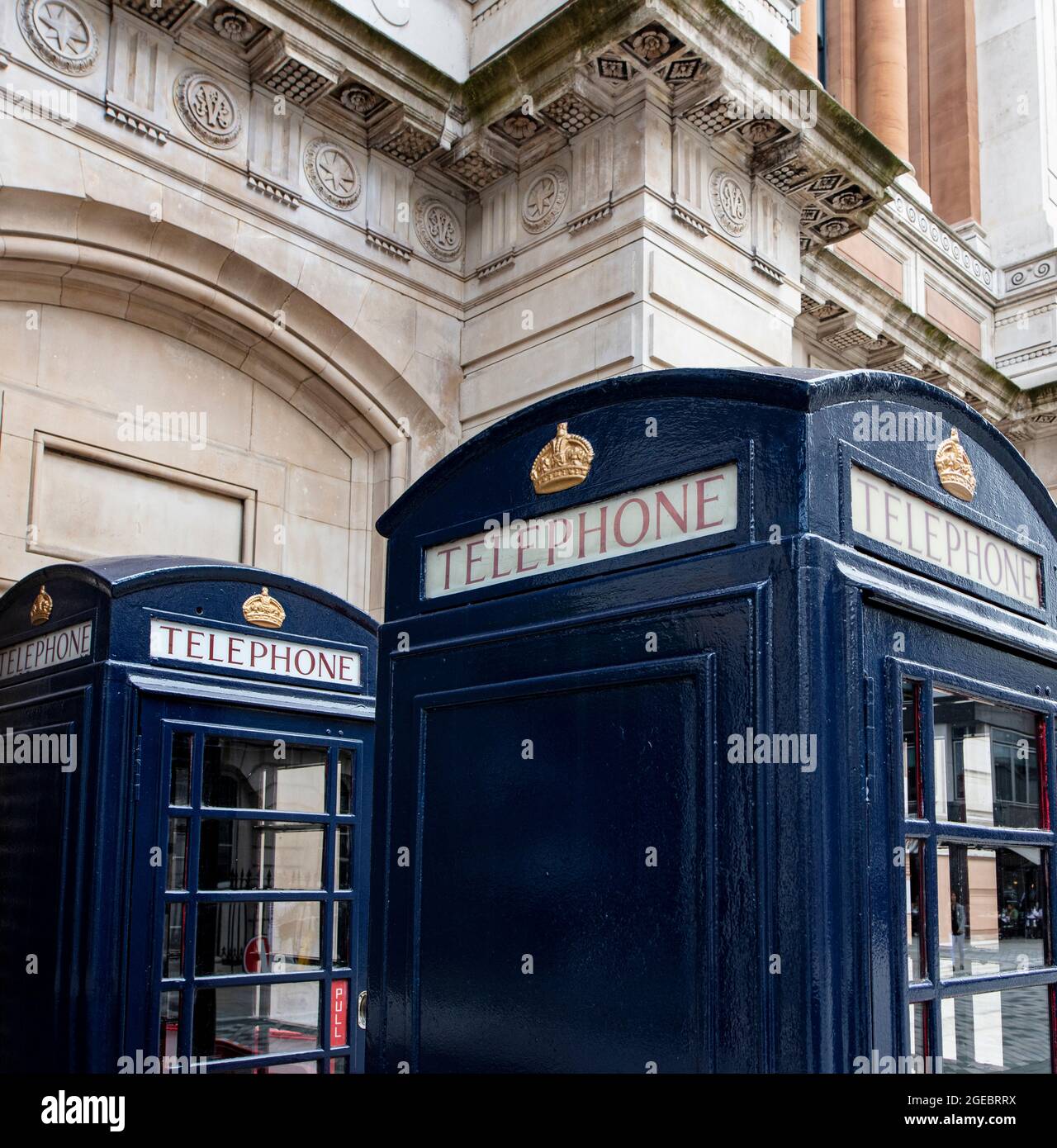 London telephone boxes, designed by Sir George Gilbert Scott, outside ...