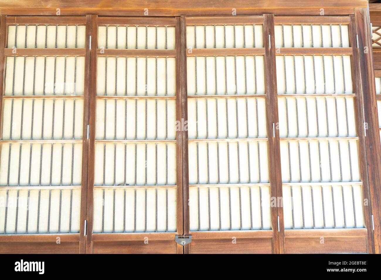 A traditional paper shoji screen at the worship hall of the Ushijima ...