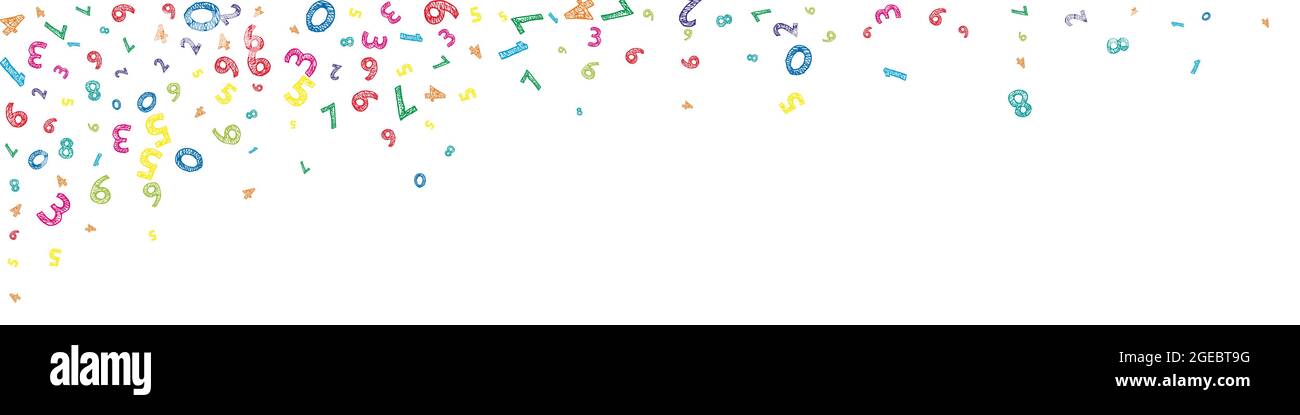 Falling colorful messy numbers. Math study concept with flying digits ...