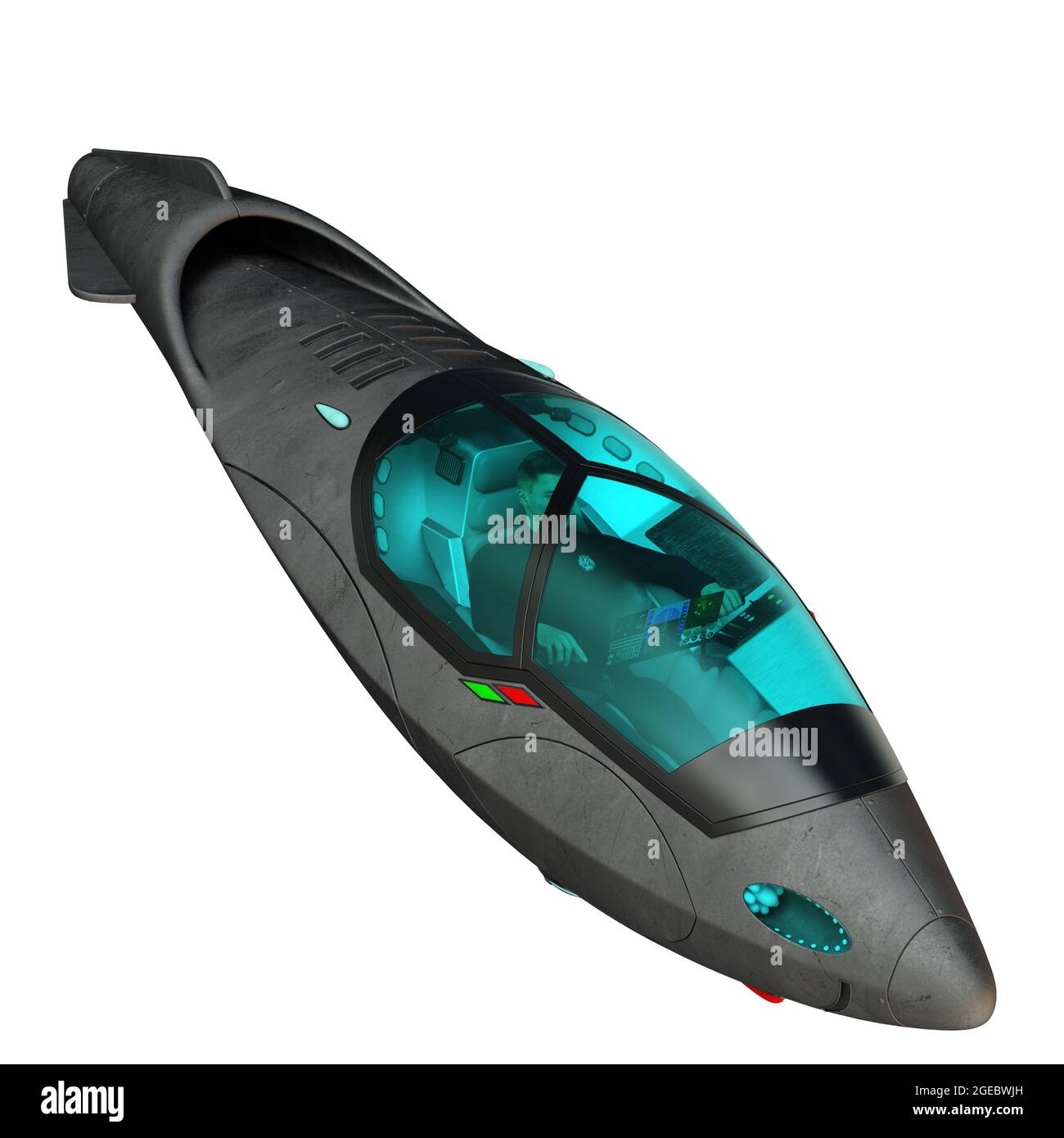 3D-illustration of a one person science fiction starship Stock Photo ...