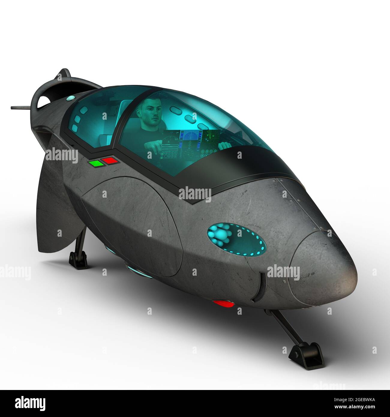 3D-illustration of a one person science fiction starship Stock Photo ...