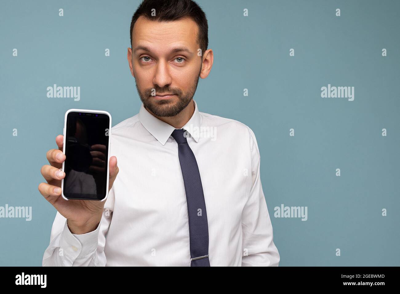 Closeup photo of Handsome happy cool young man good looking wearing ...