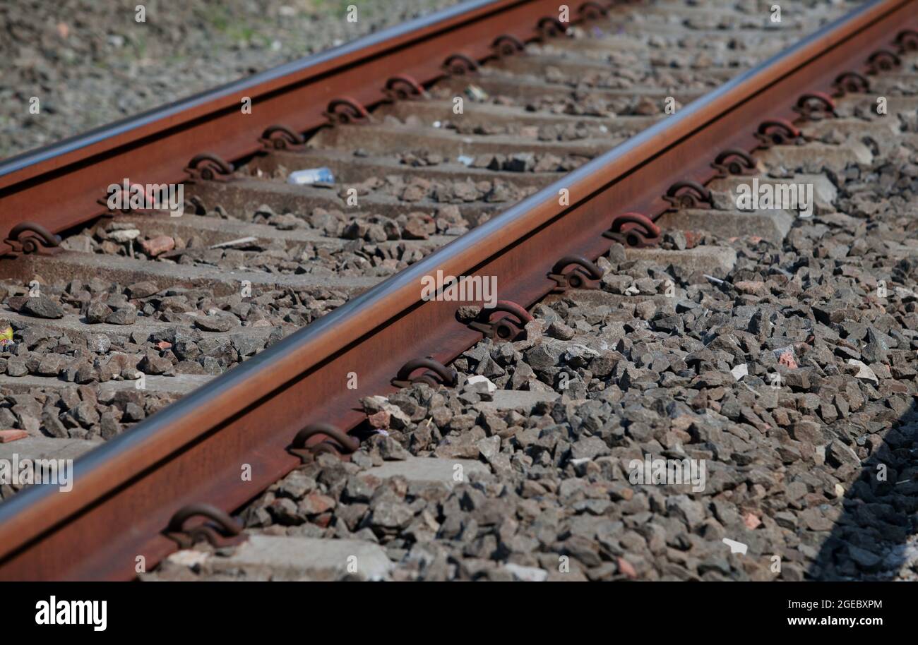 Close up Railway, Railroad, Train Tracks Stock Photo - Alamy