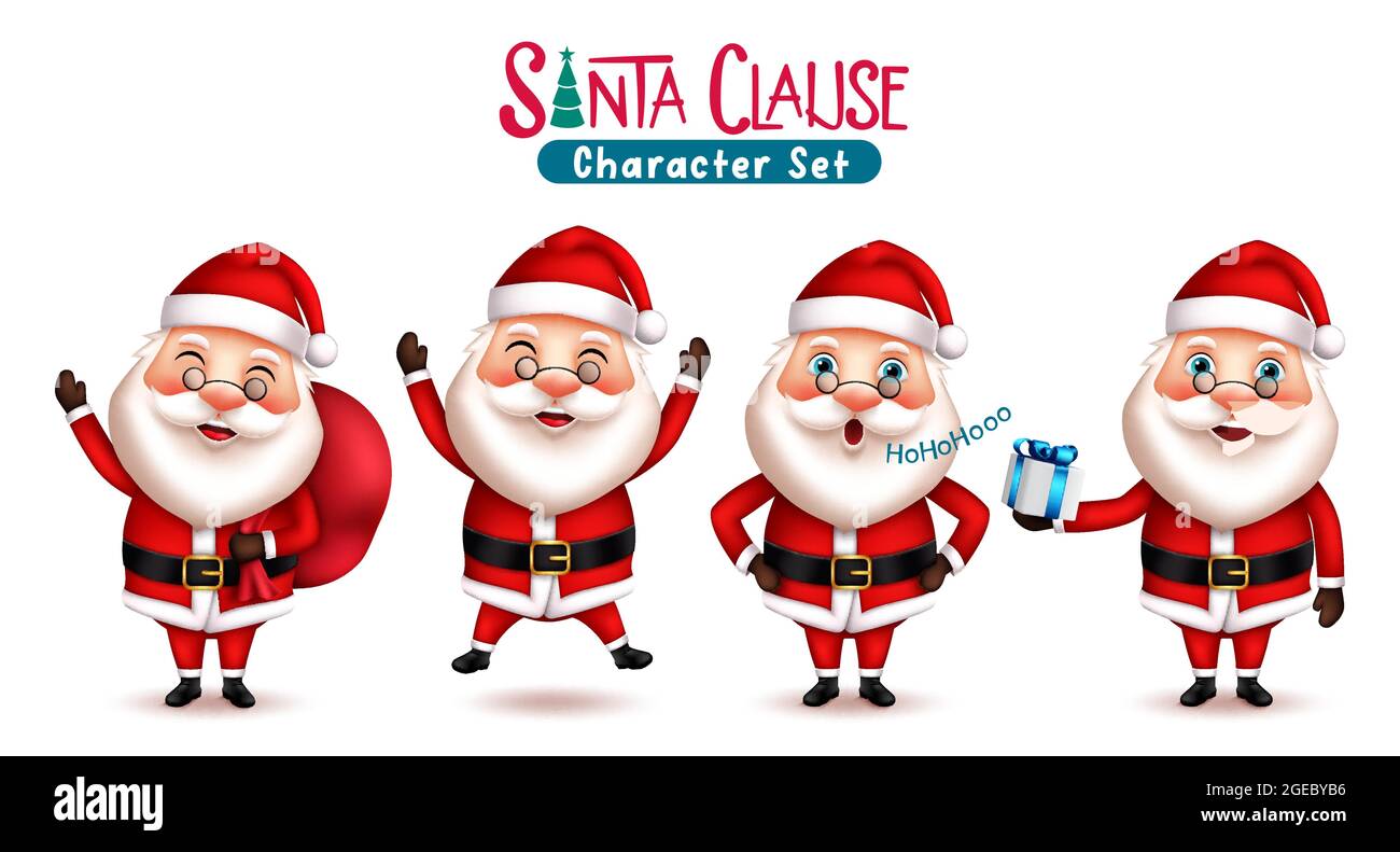 Santa claus christmas character vector set. Santa claus in 3d ...