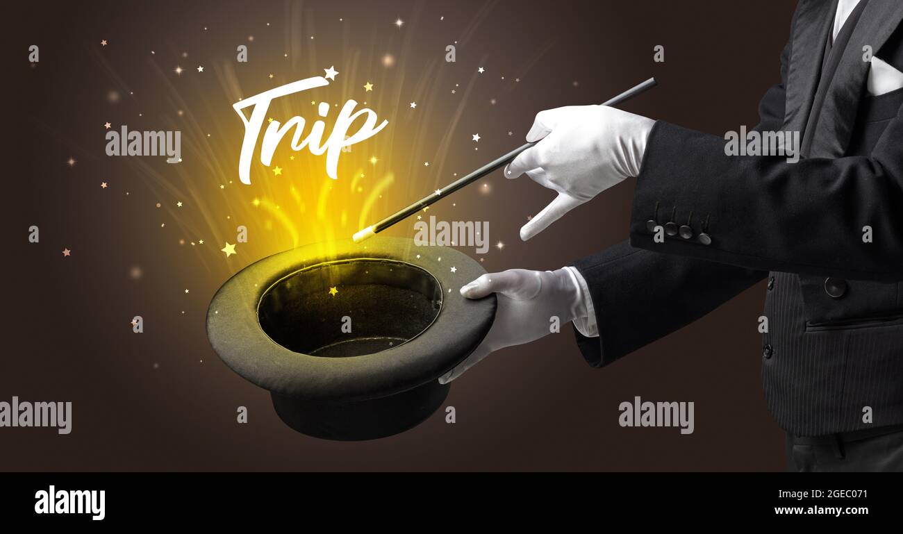 Old Magician is showing magic trick Stock Photo - Alamy