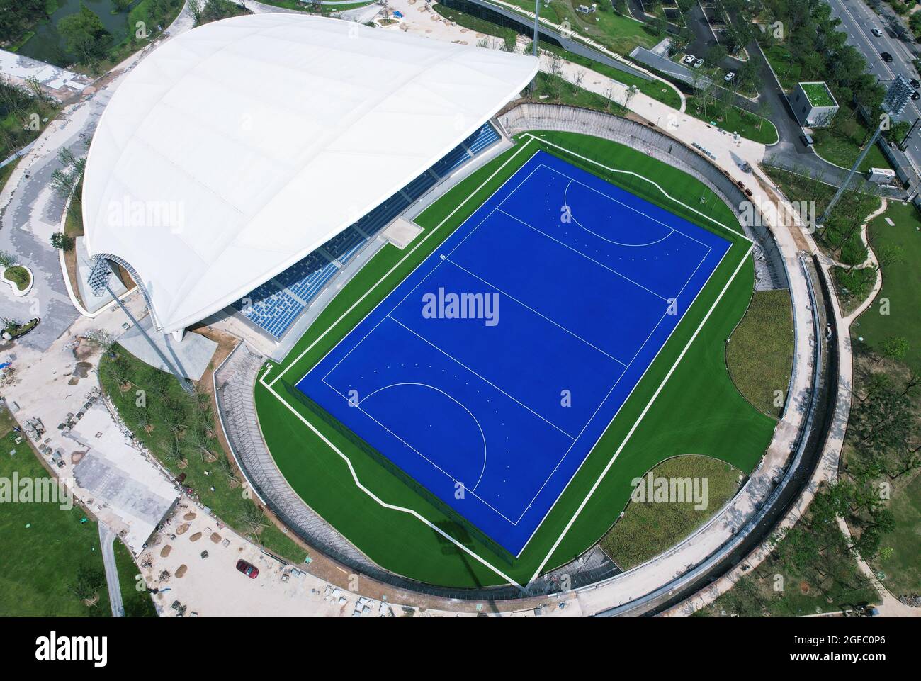 HANGZHOU, CHINA - AUGUST 19, 2021 - An aerial view shows the Asian ...