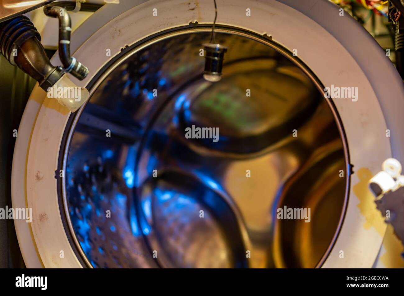 Selective Focus on the gasket mount of a front loading washing machine ...