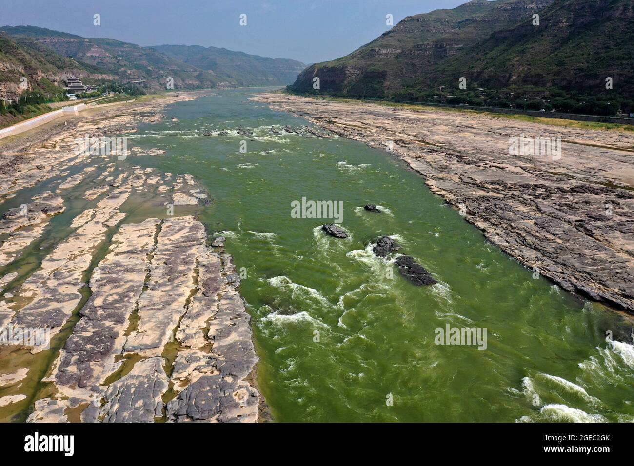 LINFEN, CHINA - AUGUST 17, 2021 - Aerial photo of Hukou waterfall of ...