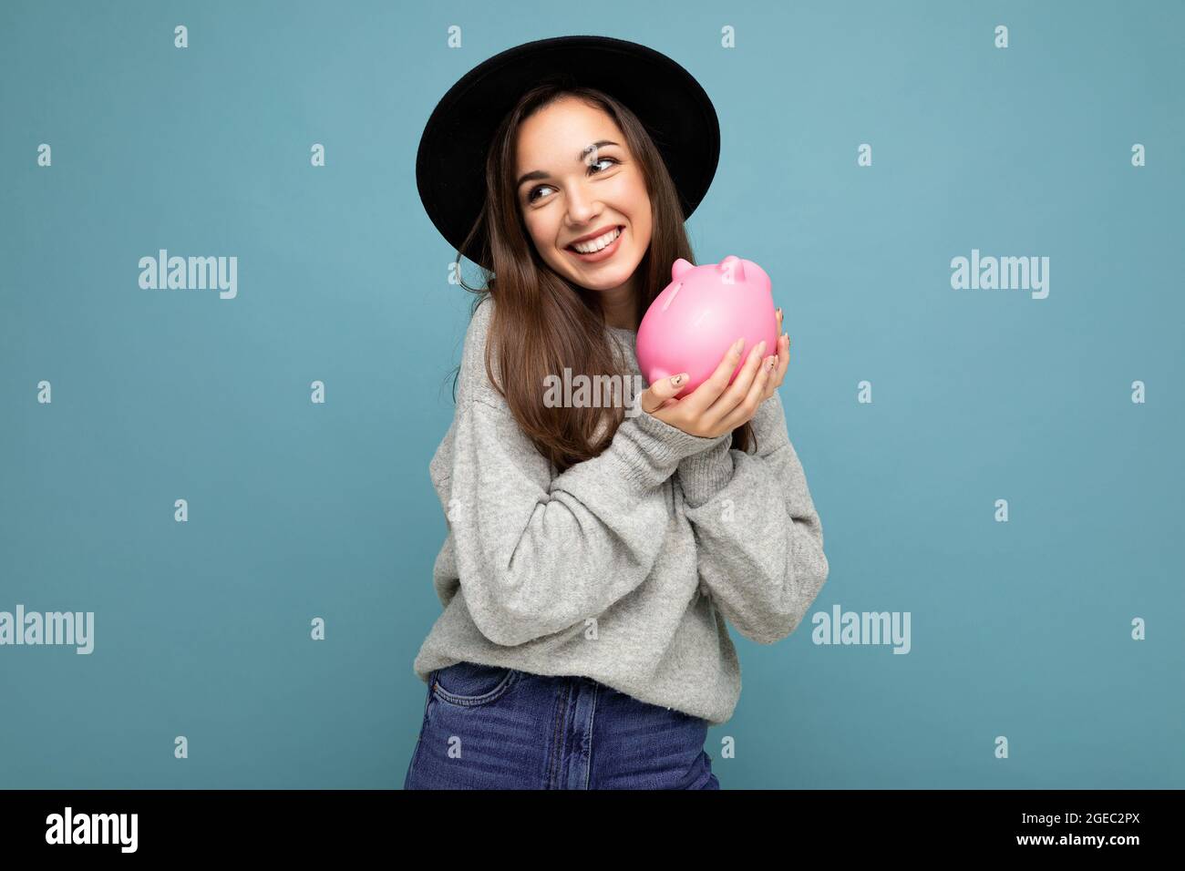 Portrait photo of happy positive smiling young beautiful attractive ...