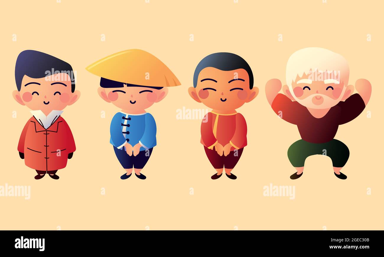 set cute asian people Stock Vector Image & Art - Alamy