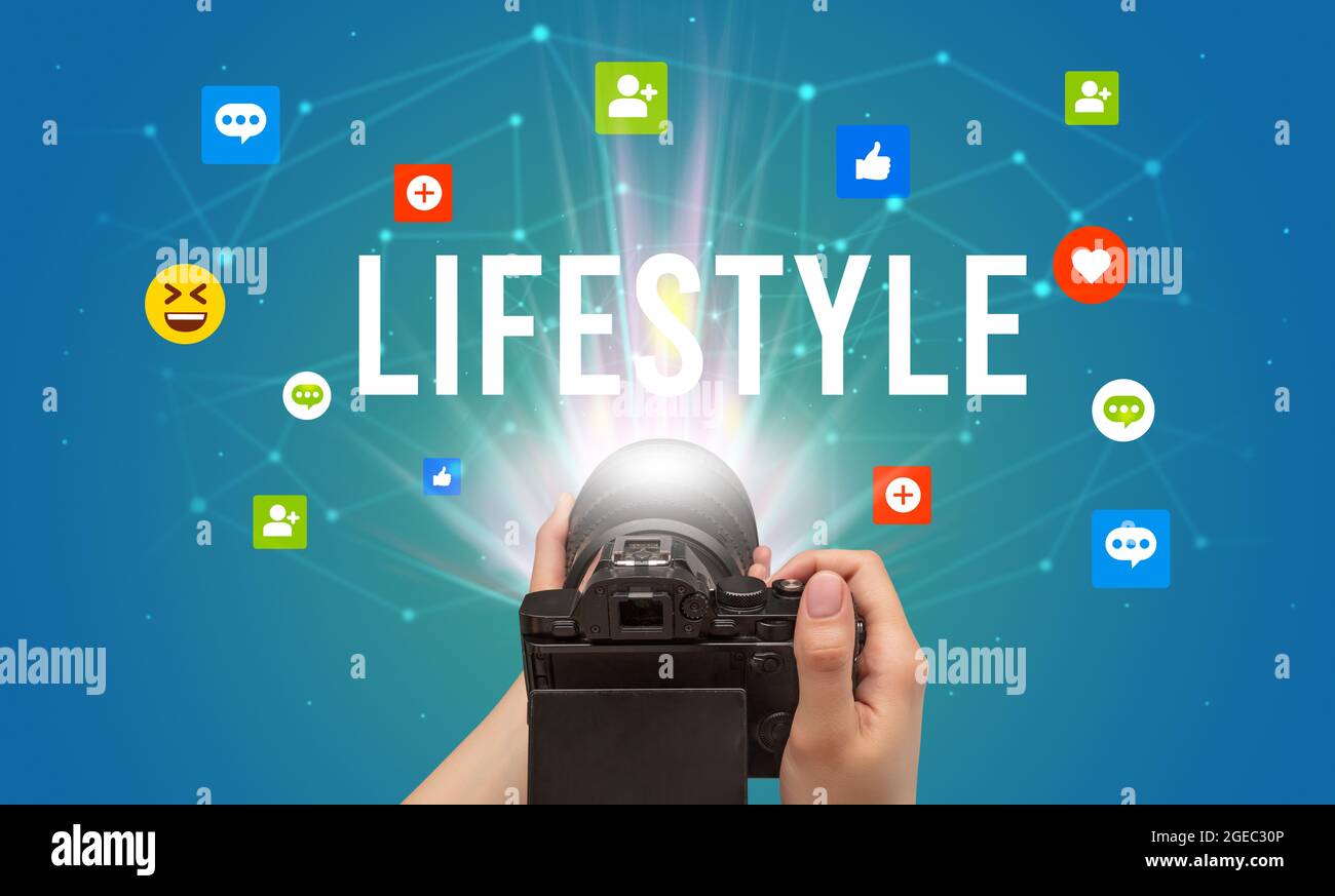 Using camera to capture social media content Stock Photo - Alamy
