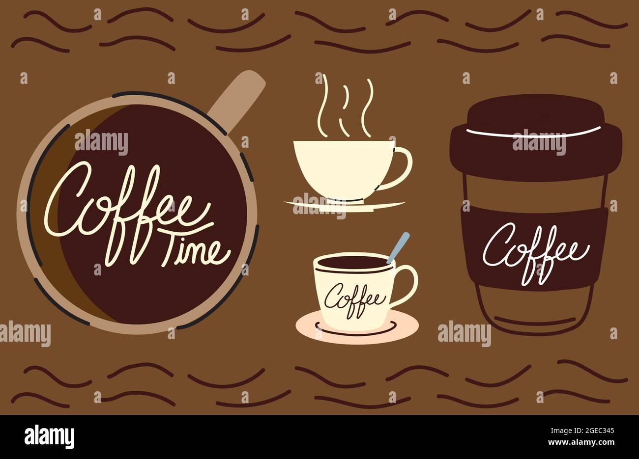 set of coffee time cups Stock Vector Image & Art - Alamy